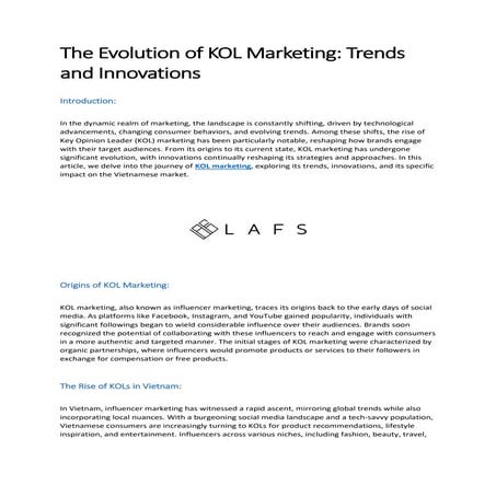 The Evolution of KOL Marketing Trends and Innovations | PDF