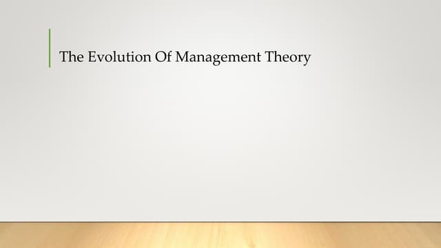 Evolution of management thought | PPT