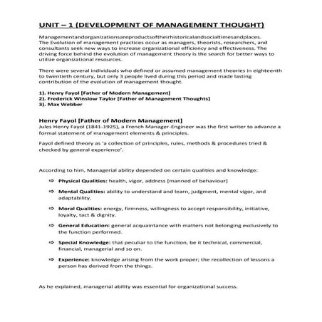 Evolution of Management Thoughts | PDF
