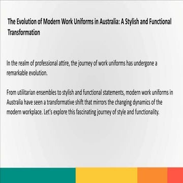 The Evolution of Modern Work Uniforms in Australia - A Stylish and ...