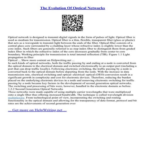 The Evolution Of Optical Networks | PDF
