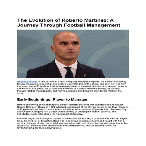 The Evolution of Roberto Martinez_ A Journey Through Football ...