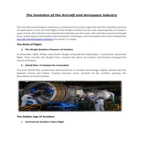The Evolution of the Aircraft and Aerospace Industry | PDF