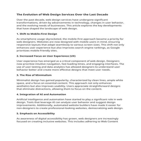 The Evolution of Web Design Services.... | PDF