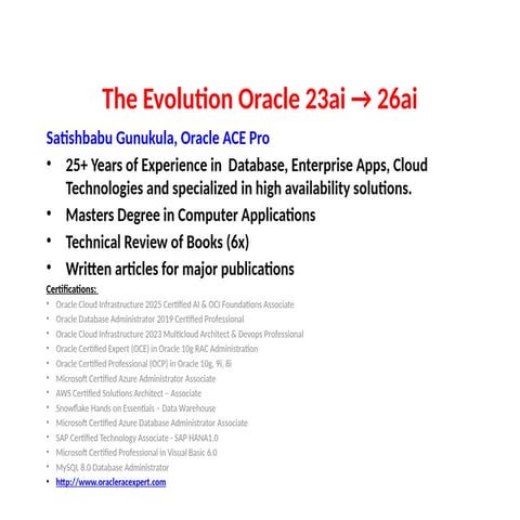 The Evolution of Oracle 23ai → Oracle 26ai | PPTX
