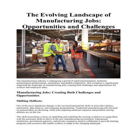 Manufacturing Jobs: Opportunities and Challenges in 2024 | Enterprise ...