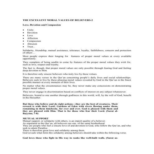 The excellent moral values of believers 2. english | DOC