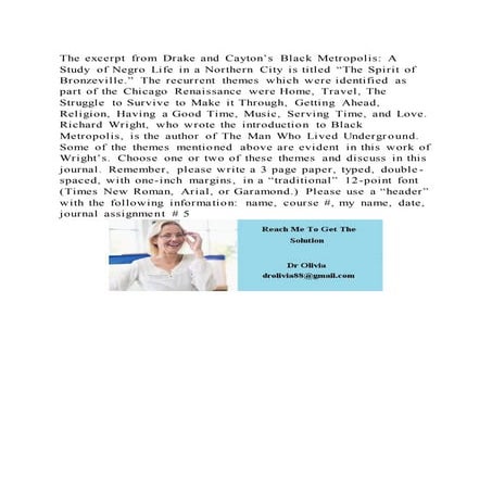 The excerpt from Drake and Cayton’s Black Metropolis A Study of Neg | DOCX