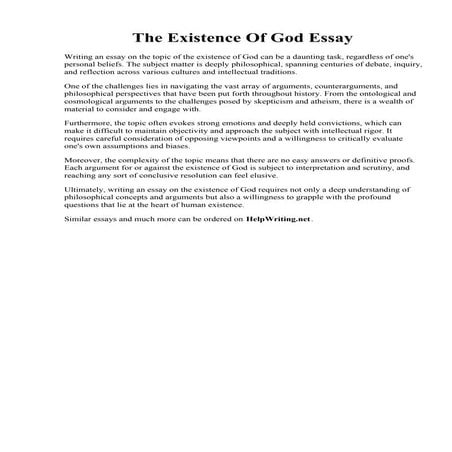 The Existence Of God Essay | PDF