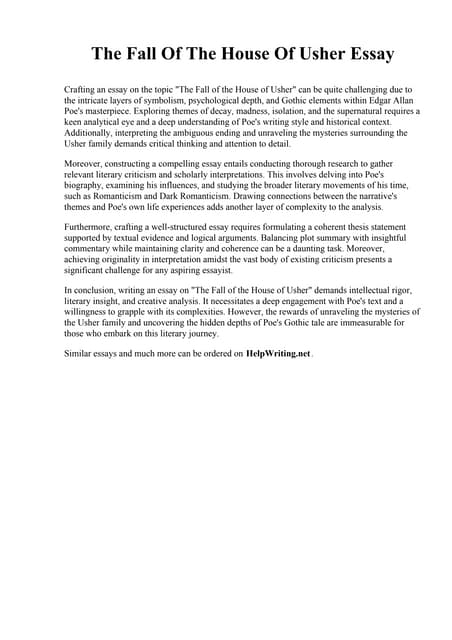 Edgar Allan Poe Essay. Olney Central College | PDF