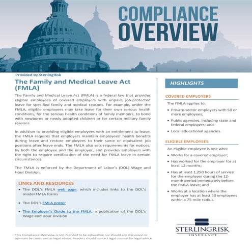 FMLA General- The Family and Medical Leave Act | PPTX