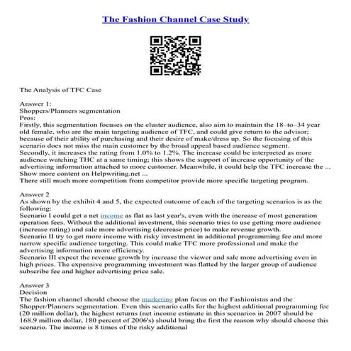 The Fashion Channel Case Study | PDF