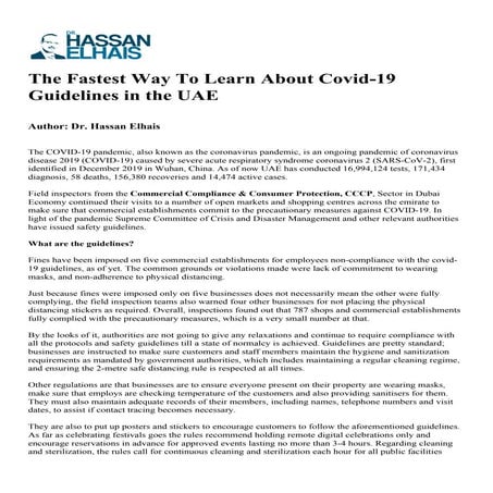 The fastest way to learn about covid 19 guidelines in the uae | PDF