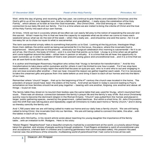 Homily: Feast of the Holy Family | DOC