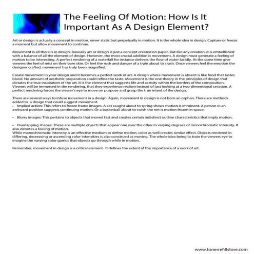 The feeling of motion how is it important as a design element | PDF ...