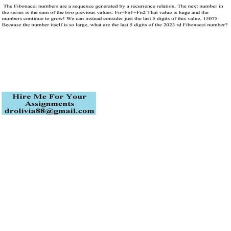 The Fibonacci Numbers Are A Sequence Generated By A Recurrence Relatipdf 