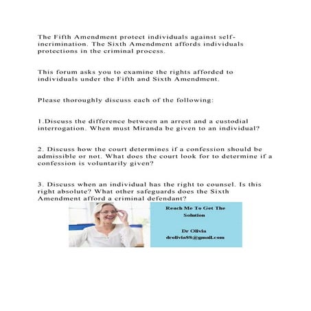 The Fifth Amendment protect individuals against self- incrimination..docx