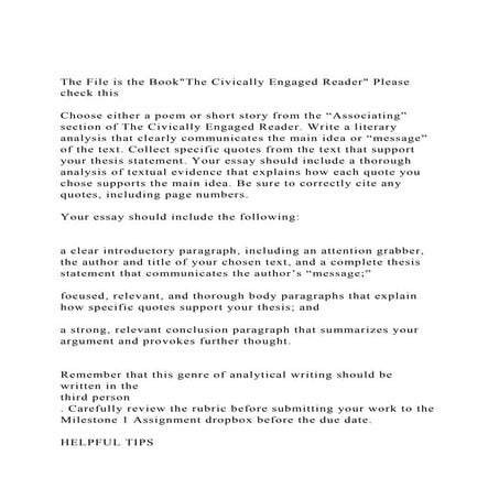 The File is the BookThe Civically Engaged Reader Please check .docx
