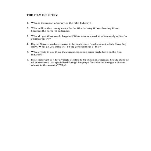 The film industry qs | DOC