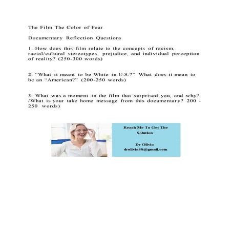 The Film The Color of FearDocumentary Reflection Questions1. | PDF