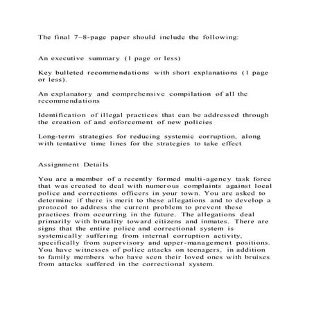 The final 7–8-page paper should include the following An exe | PDF