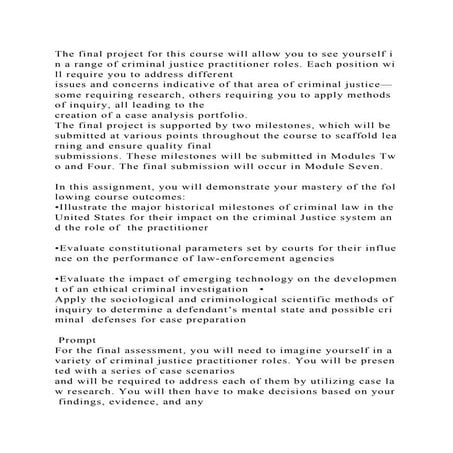 The final project for this course will allow you to see yourself in | DOCX