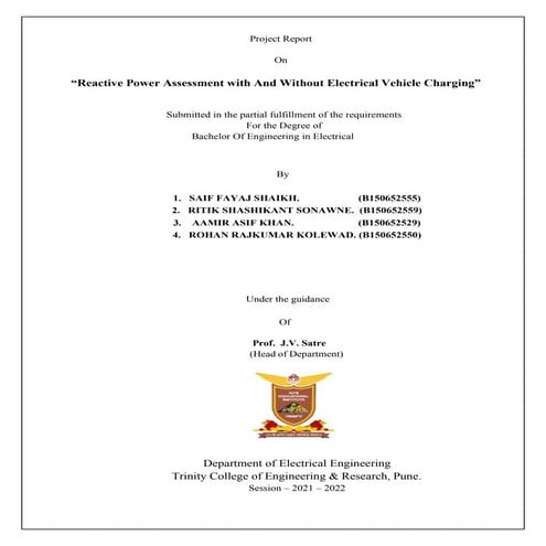 “Reactive Power Assessment with And Without Electrical Vehicle Charging ...