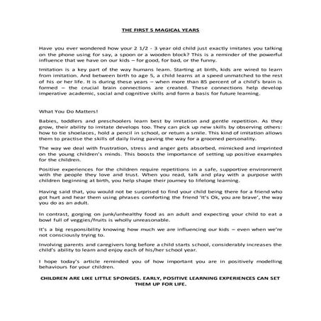 The first 5 magical years parenting blog | DOC