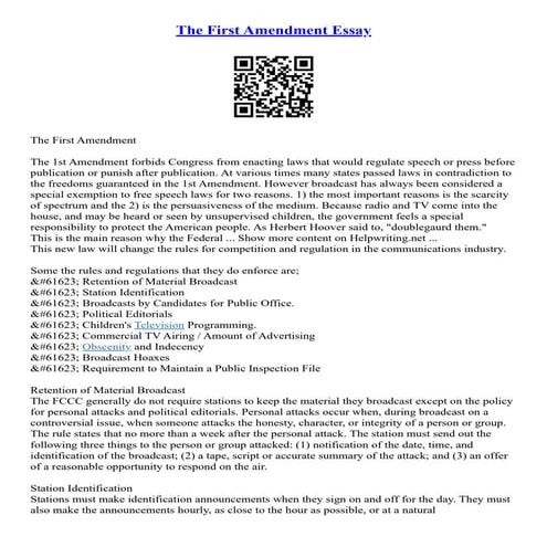 The First Amendment Essay | PDF