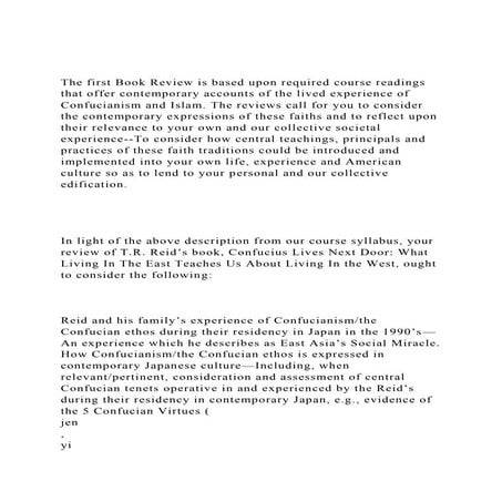 The first Book Review is based upon required course readings tha.docx