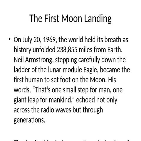 The First Moon Landing" takes us back to July 20, 1969 | PPT