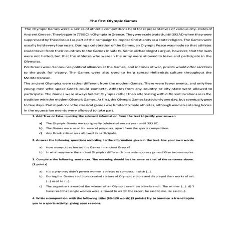 The first Olympic Games | PDF