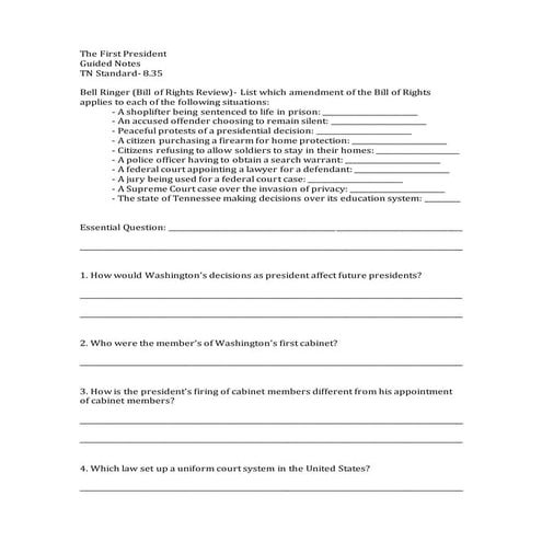 The First President- Guided Notes | DOCX