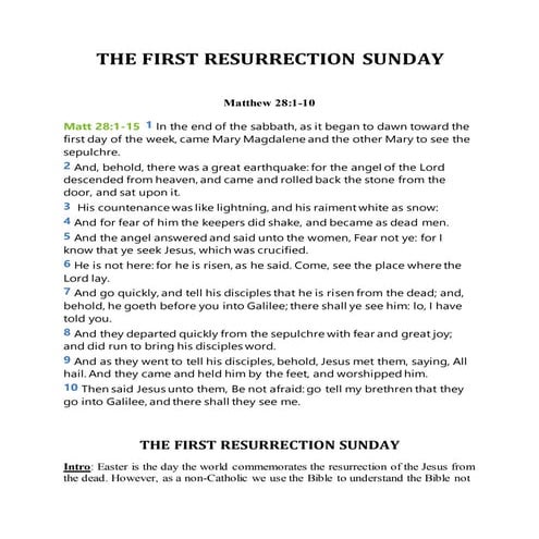 The First Resurrection Sunday | DOCX