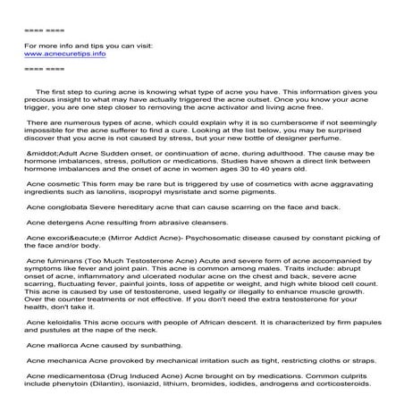 Comedonal Acne Cure in 10 Easy Steps! | PPT