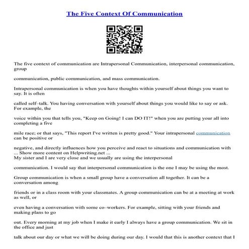 The Five Context Of Communication | PDF
