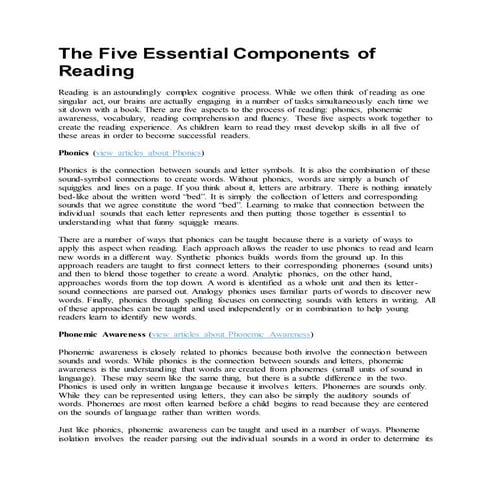 The five essential components of reading | DOCX