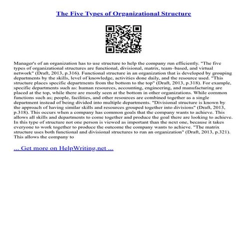 The Five Types Of Organizational Structure | PDF