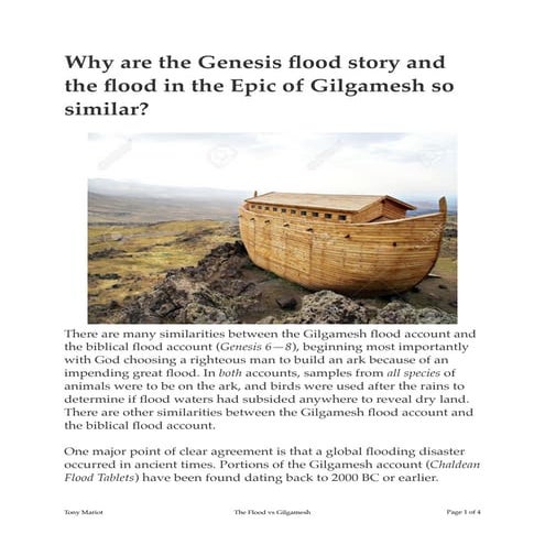 The Flood vs Gilgamesh | PDF