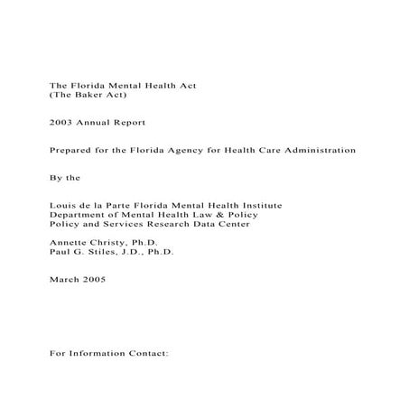 The Florida Mental Health Act (The Baker Act) 2003 .docx
