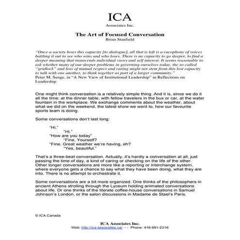 The Focused Conversation Method (ORID) | PDF