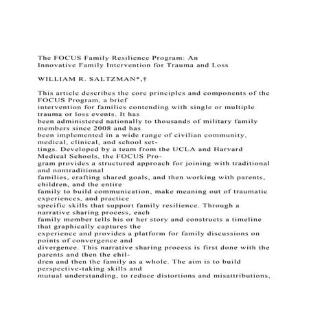 The FOCUS Family Resilience Program AnInnovative Family Int.docx
