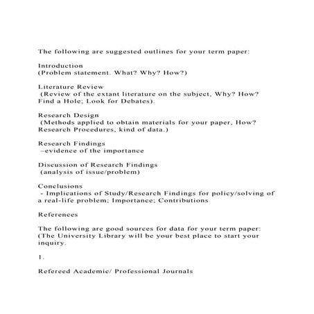 Outline for term paper – basic structure | PPTX