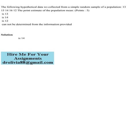 The following hypothetical data ws collected from a simple random sa.pdf