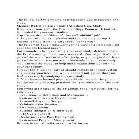 The following Systems Engineering case study to research and study.docx