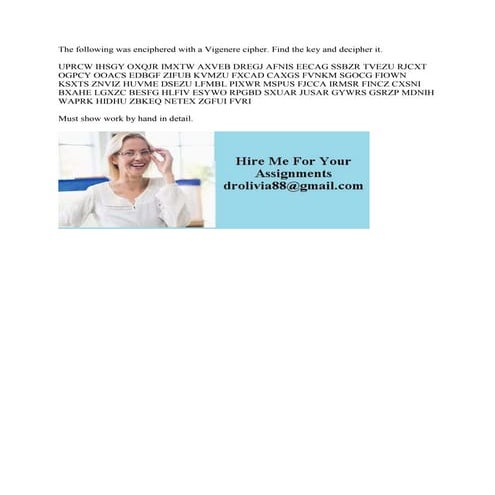 The following was enciphered with a Vigenere cipher- Find the key and.docx