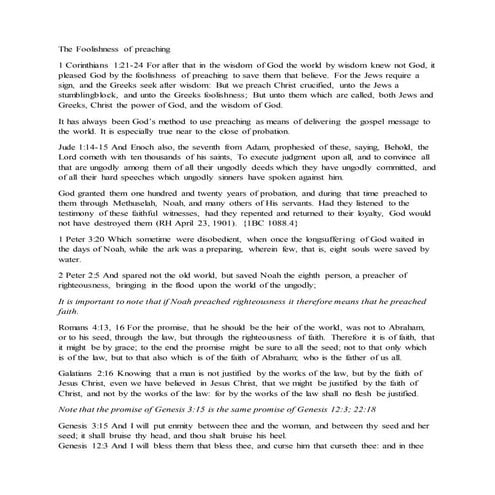 The foolishness of preaching: A testing look at the Reason for ...