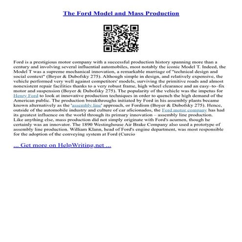 The Ford Model And Mass Production | PDF | Manufacturing Industry ...
