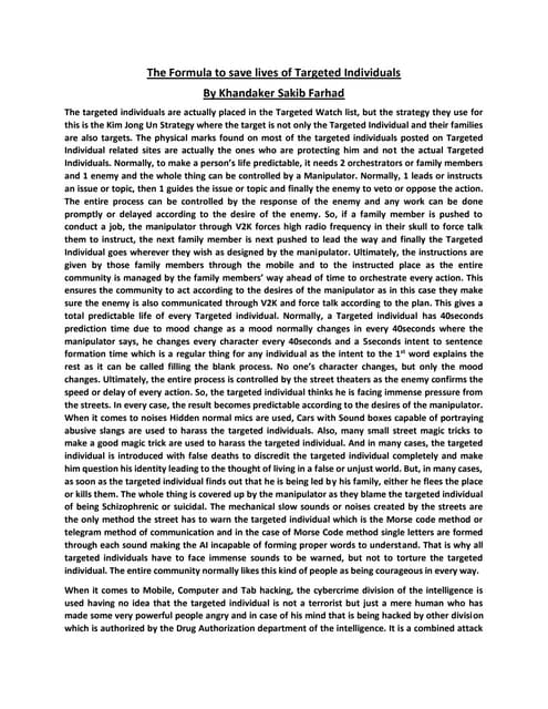 Gang Stalking A survival guide for Targeted Individuals | PDF