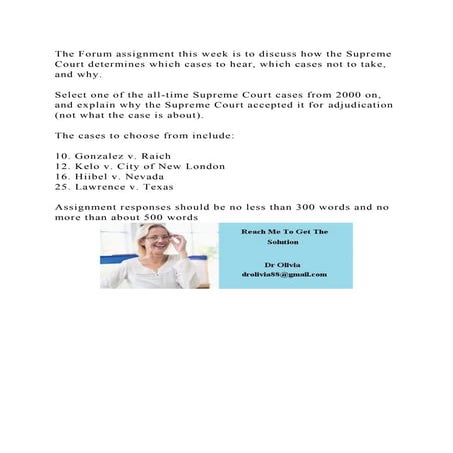 The Forum assignment this week is to discuss how the Supreme Court d.docx